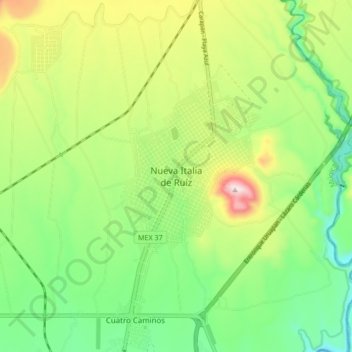 Nueva Italia de Ruíz地形图、海拔、地势