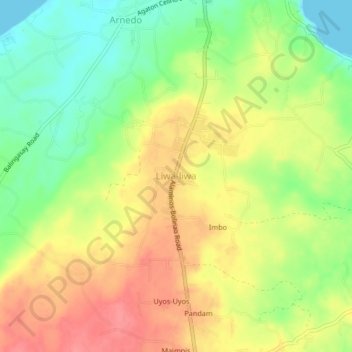 Liwa-liwa地形图、海拔、地势