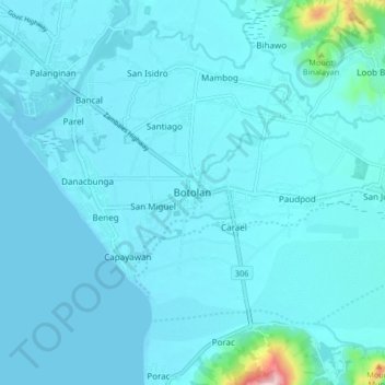 Botolan地形图、海拔、地势
