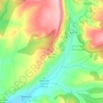 Espinal地形图、海拔、地势