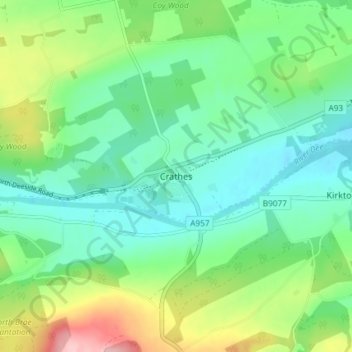 Crathes地形图、海拔、地势
