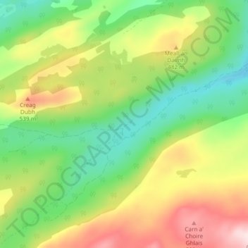 Cougie地形图、海拔、地势