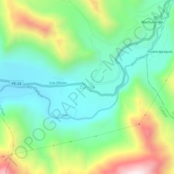 Zuñiga地形图、海拔、地势