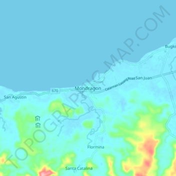 Mondragon地形图、海拔、地势