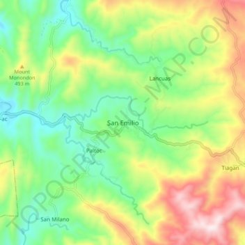 San Emilio地形图、海拔、地势