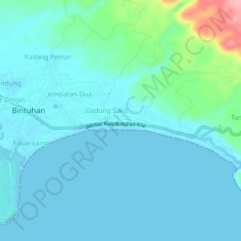 Gedung Sako地形图、海拔、地势
