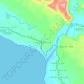 Tanjung Pandan地形图、海拔、地势