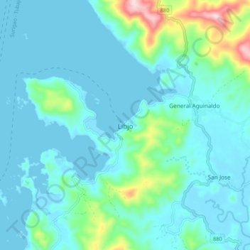 Libjo地形图、海拔、地势