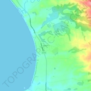 Orepuki地形图、海拔、地势