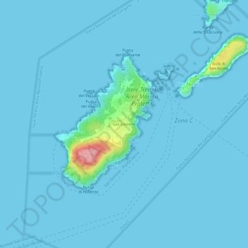 San Domino地形图、海拔、地势