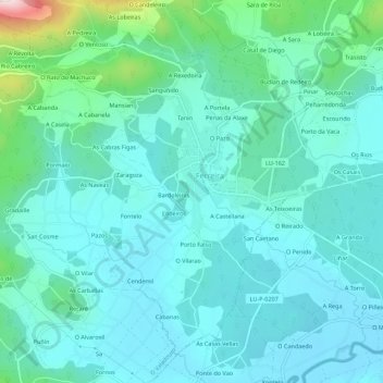 Pedrido地形图、海拔、地势