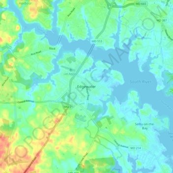 Edgewater地形图、海拔、地势