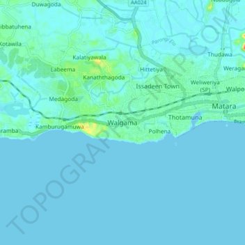 Walgama地形图、海拔、地势