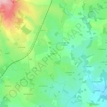 Fougères地形图、海拔、地势