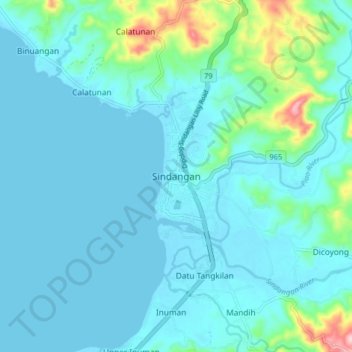 Sindangan地形图、海拔、地势