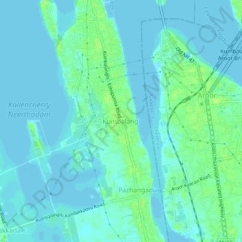 Kumbalangi地形图、海拔、地势