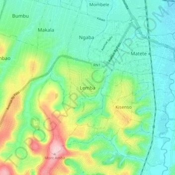 Lemba地形图、海拔、地势