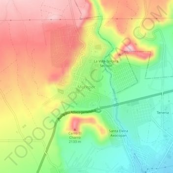Metepec地形图、海拔、地势