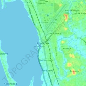 Katunayake地形图、海拔、地势