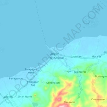Tubigon地形图、海拔、地势