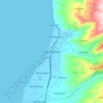 Lagonglong地形图、海拔、地势