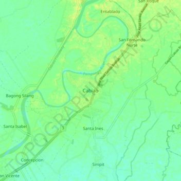 Cabiao地形图、海拔、地势