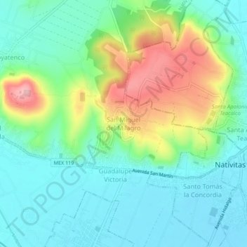 San Miguel del Milagro地形图、海拔、地势