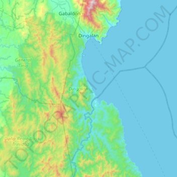 Dingalan地形图、海拔、地势