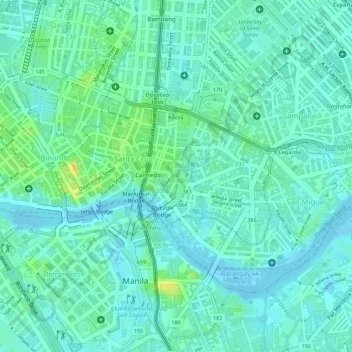 Quiapo地形图、海拔、地势