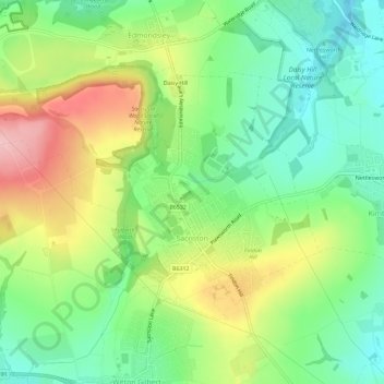 Sacriston地形图、海拔、地势