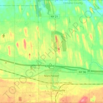 Town of Manchester地形图、海拔、地势
