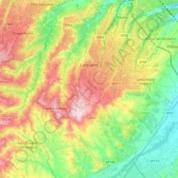 Lanciano地形图、海拔、地势