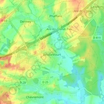 Bessoncourt地形图、海拔、地势