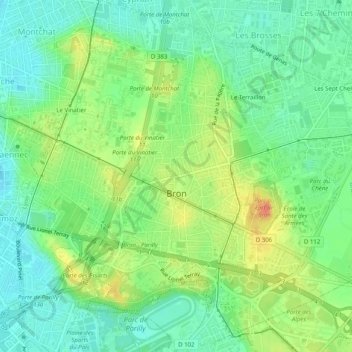 Bron地形图、海拔、地势