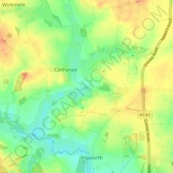 Erpingham地形图、海拔、地势