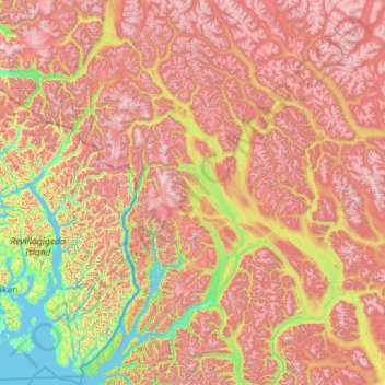 Area A (Nass Valley/Bell Irving)地形图、海拔、地势