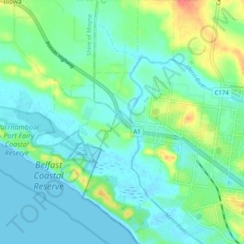 Dennington地形图、海拔、地势