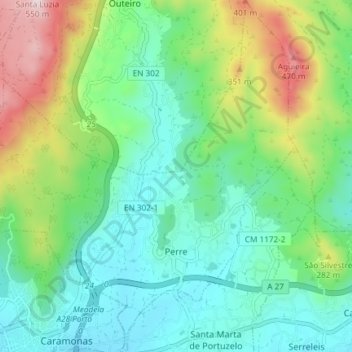Perre地形图、海拔、地势