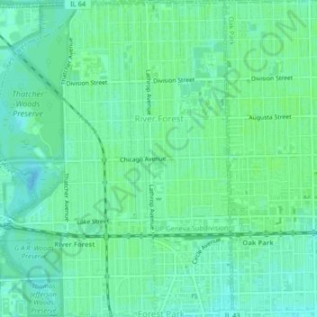 River Forest地形图、海拔、地势