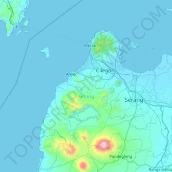 Serang地形图、海拔、地势
