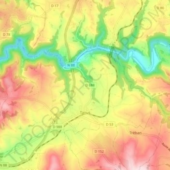 Tanus地形图、海拔、地势