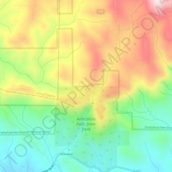 Amicalola Falls State Park地形图、海拔、地势