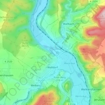 Walldorf地形图、海拔、地势