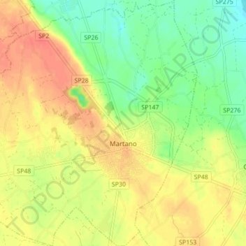 Martano地形图、海拔、地势