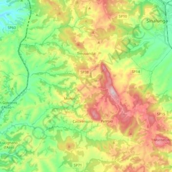 Trequanda地形图、海拔、地势