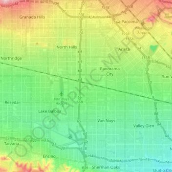 Los Angeles City Council District 6地形图、海拔、地势