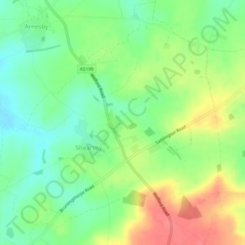 Shearsby地形图、海拔、地势