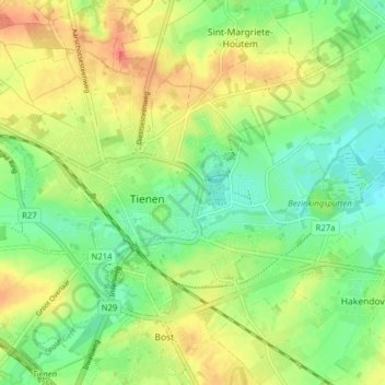 Tienen地形图、海拔、地势