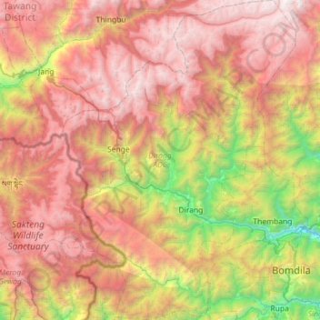 Dirang ADC地形图、海拔、地势