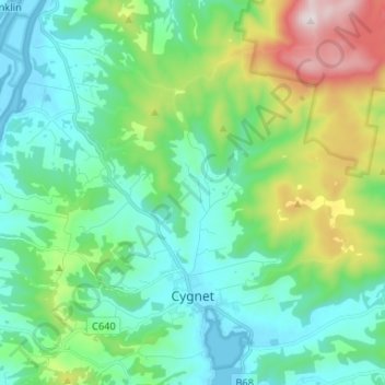 Cygnet地形图、海拔、地势
